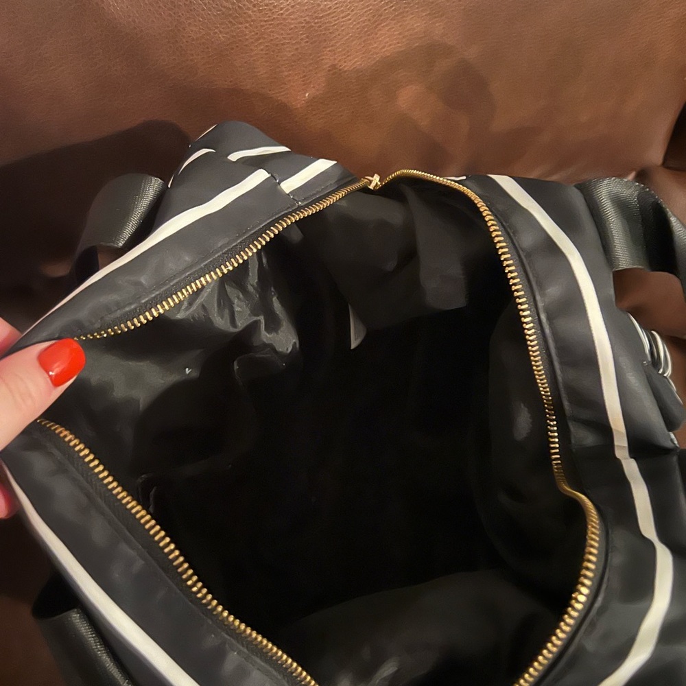 Backpack. Black And White Stripes. - Gem
